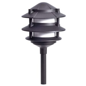 paradise laurentide low voltage 11w/12v 3 tier walklight, path light, gl22764, black