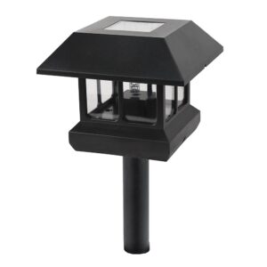 Sterno Home GL23124 GL23124BK Paradise Plastic Solar Post Light with White LED and Clear Lens, Black