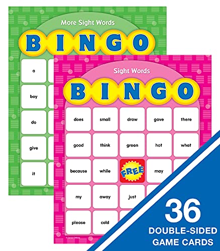 Carson Dellosa Sight Words Bingo Games—Learning Tools for Kindergarten and First Grade Reading Skills, Double-Sided Language, Vocabulary Building Game Cards