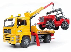 bruder 02750 man tga tow truck with cross country vehicle