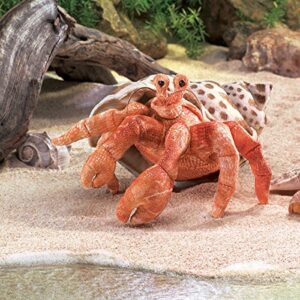 Folkmanis Hermit Crab Hand Puppet, Orange; Cream; Brown, 1 EA