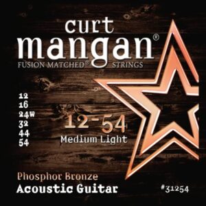 curt mangan 12-54 phosphor bronze medium light acoustic guitar strings