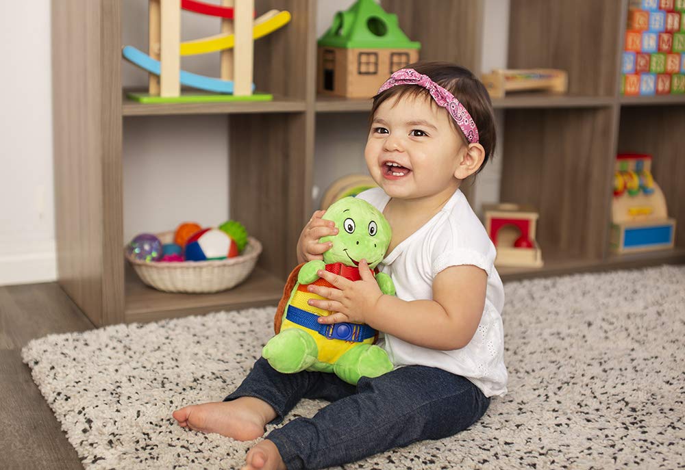 Buckle Toys - Bucky Turtle - Toddler Learning Activity - Develop Motor Skills and Problem Solving - Counting and Color Recognition - Sensory Stuffed Animal Travel Toy