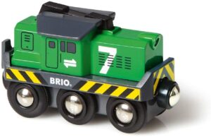 brio world 33214 - freight battery engine - engaging wooden toy train set for kids age 3 and up | battery powered | interactive play | ideal