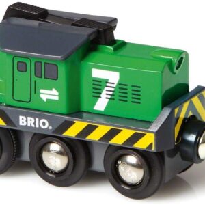 BRIO World 33214 - Freight Battery Engine - Engaging Wooden Toy Train Set for Kids Age 3 and Up | Battery Powered | Interactive Play | Ideal