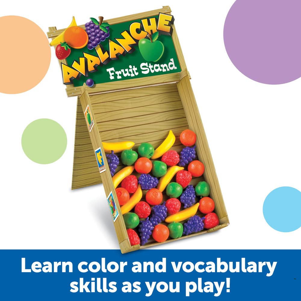 Learning Resources Avalanche Fruit Stand - 42 Pieces, Ages 3+ Toddler Learning Toys, Fine Motor/Grip Game, Develops Color Matching Skills, Preschool Toys