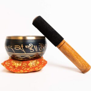 Exquisite 5 Inch Tibetan Singing Bowl Made in Nepal with Wooden Striker, Sati...