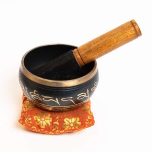 Exquisite 5 Inch Tibetan Singing Bowl Made in Nepal with Wooden Striker, Sati...