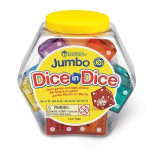 Learning Resources Jumbo Dice in Dice, Dice, Jumbo Dice, Math Dice, Ages 3+, Set of 12