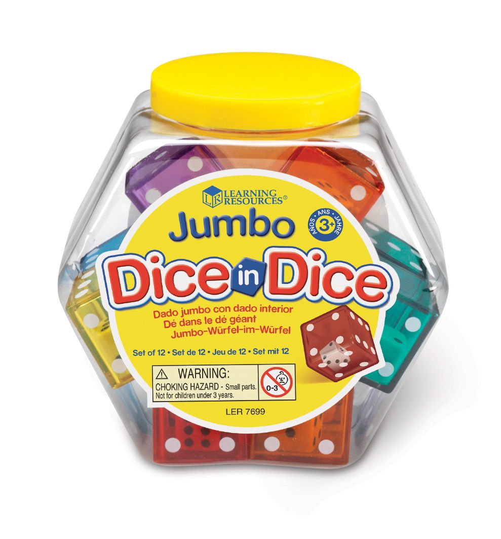 Learning Resources Jumbo Dice in Dice, Dice, Jumbo Dice, Math Dice, Ages 3+, Set of 12