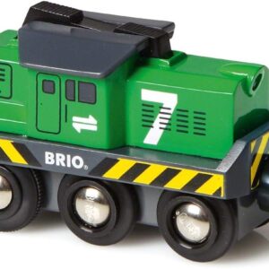 BRIO World 33214 - Freight Battery Engine - Engaging Wooden Toy Train Set for Kids Age 3 and Up | Battery Powered | Interactive Play | Ideal