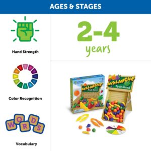 Learning Resources Avalanche Fruit Stand - 42 Pieces, Ages 3+ Toddler Learning Toys, Fine Motor/Grip Game, Develops Color Matching Skills, Preschool Toys