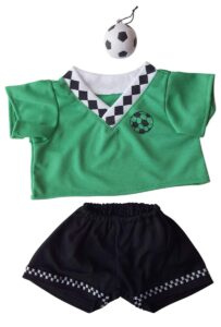 green soccer uniform outfit teddy bear clothes fits most 14" - 18" build-a-bear and make your own stuffed animals