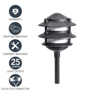 Paradise Laurentide Low Voltage 11W/12V 3 Tier Walklight, Path Light, GL22764, Black