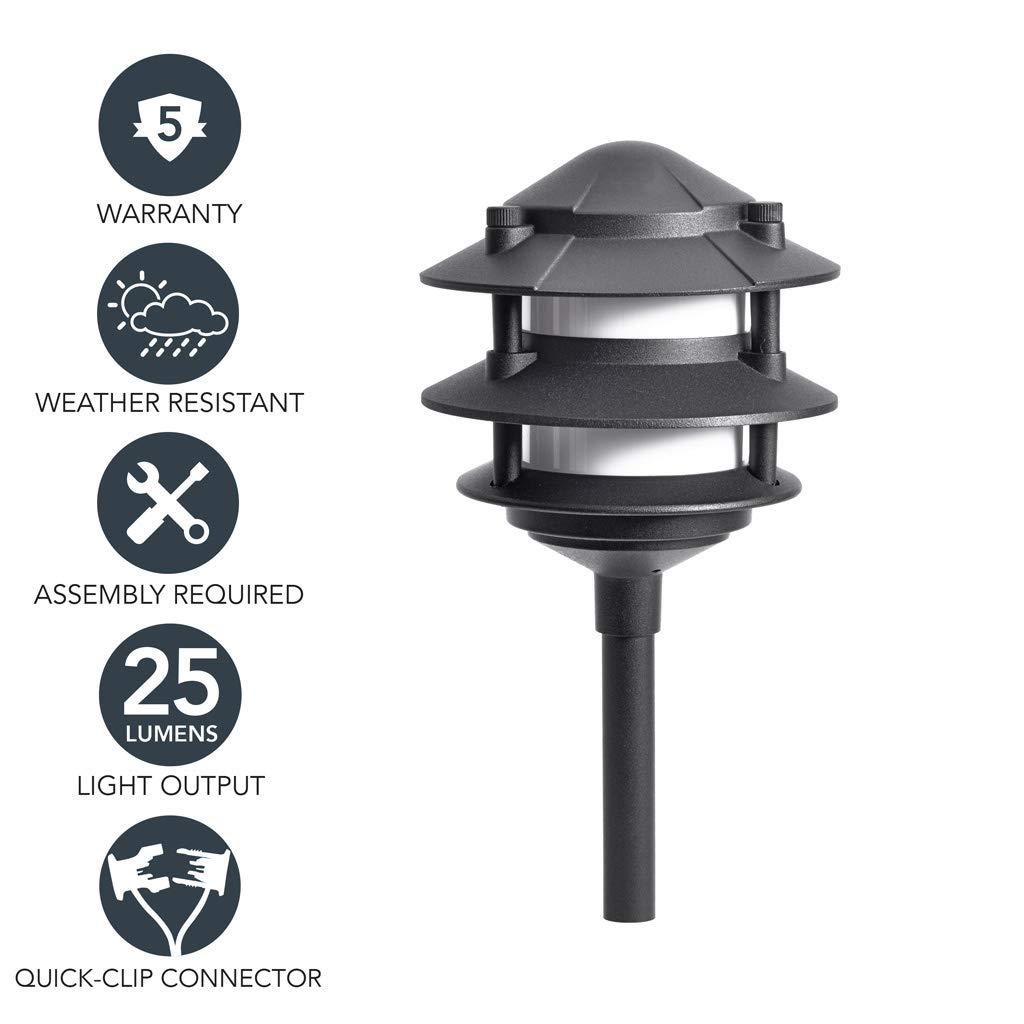 Paradise Laurentide Low Voltage 11W/12V 3 Tier Walklight, Path Light, GL22764, Black