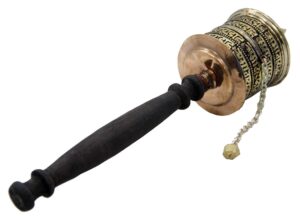 tibetan buddhist om mani handmade copper prayer wheel