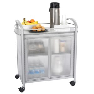 safco products impromptu refreshment cart 8966gr, gray, 200 lbs. capacity, double doors, swivel wheels, 36.5" x 34" x 21.3"