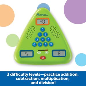 Learning Resources Minute Math Electronic Flash Card, Homeschool, Early Algebra Skills, 3 Difficulty Levels, Ages 6+