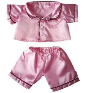 pink satin pj's clothes outfit fits most 14" - 18" build-a-bear and make your own stuffed animals