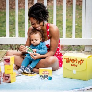 Teach My -Toys Baby Learning Kit: Screen Free Learning Toy , 6 Mos+ Finger Puppets, Board Books, Stacking Blocks To Teach Baby First Words, Numbers, Self and Sounds. Teaching Guides, Storage Case, Multi