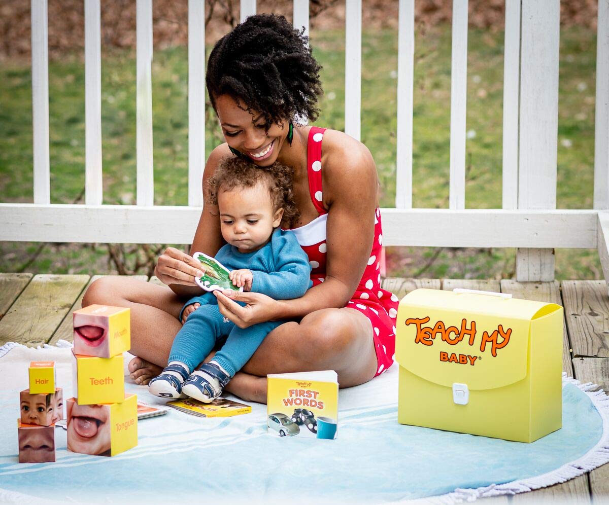 Teach My -Toys Baby Learning Kit: Screen Free Learning Toy , 6 Mos+ Finger Puppets, Board Books, Stacking Blocks To Teach Baby First Words, Numbers, Self and Sounds. Teaching Guides, Storage Case, Multi