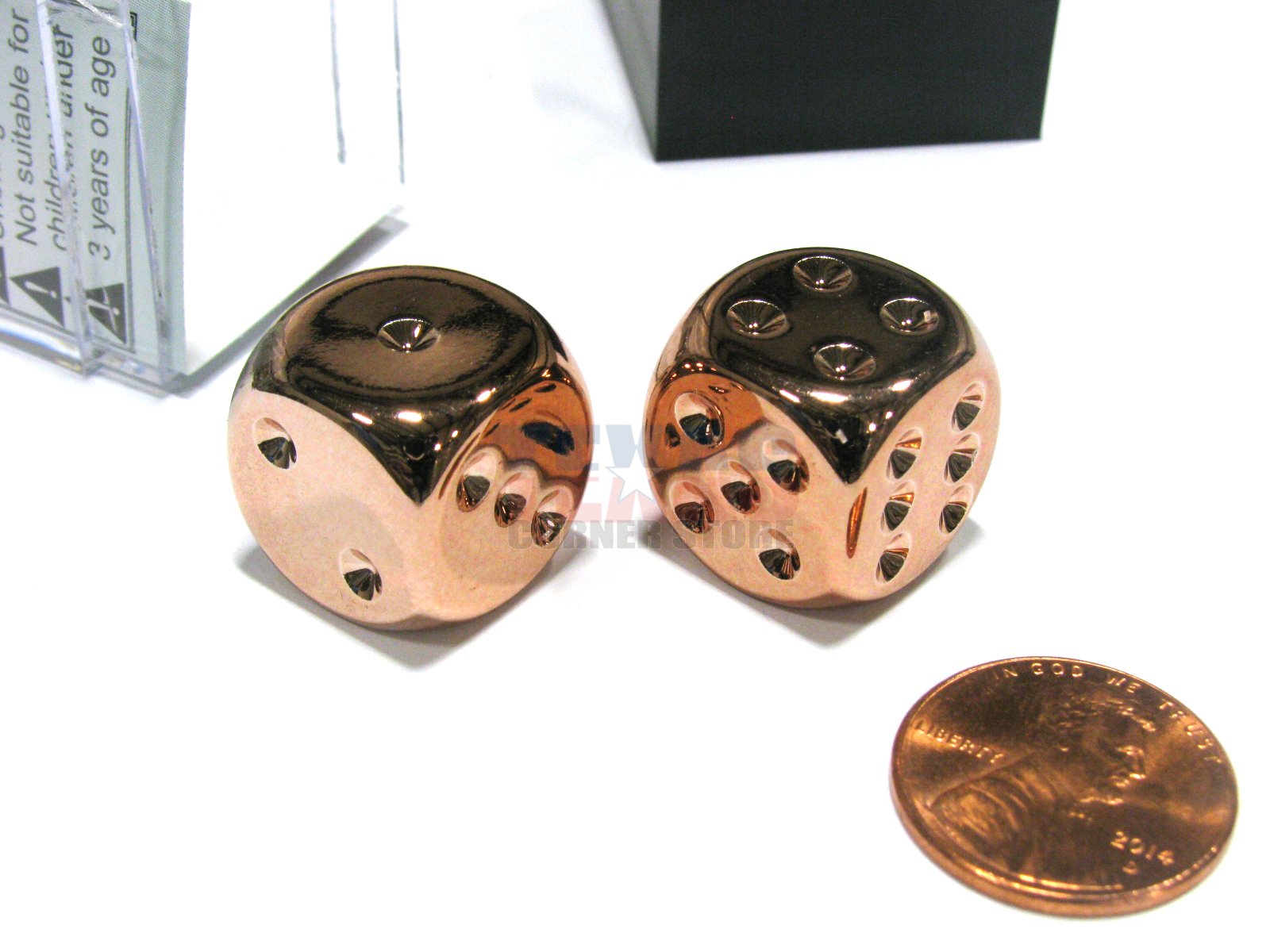 Copper Plated 16mm 6 Sided Dice 2 ea in Box