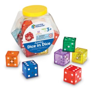 learning resources jumbo dice in dice, dice, jumbo dice, math dice, ages 3+, set of 12