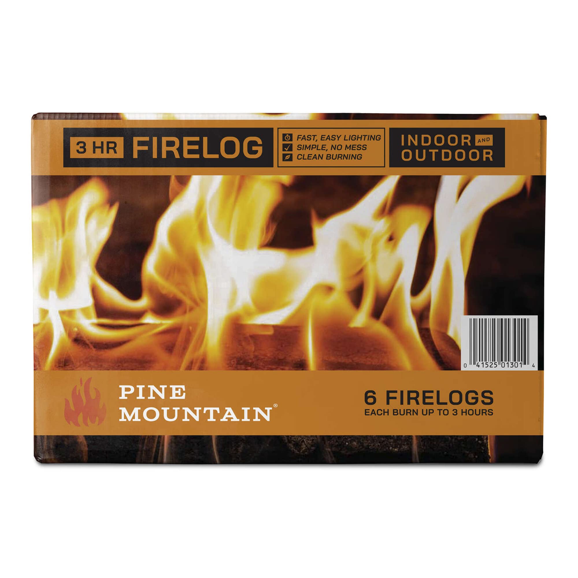 Pine Mountain 100% Natural Classic Firelog, 3-Hour Burn Time, 6 Logs