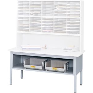 safco products 7749gr e-z sort mail station sorting table with shelf, gray