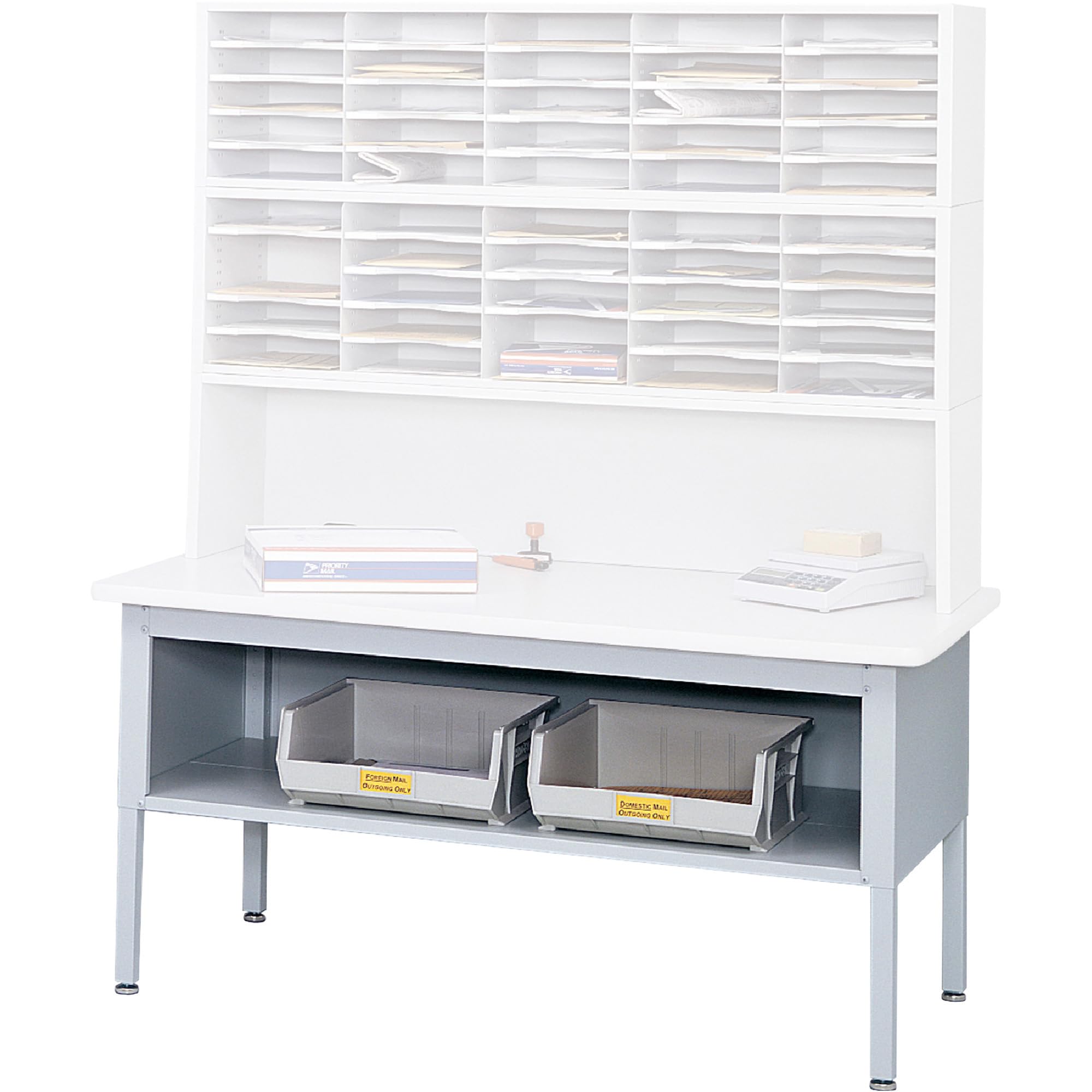 Safco Products 7749GR E-Z Sort Mail Station Sorting Table with Shelf, Gray