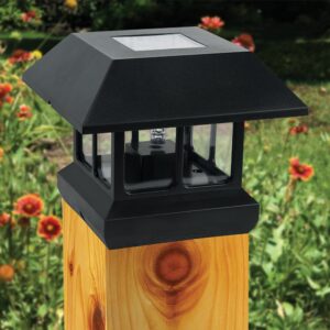 Sterno Home GL23124 GL23124BK Paradise Plastic Solar Post Light with White LED and Clear Lens, Black