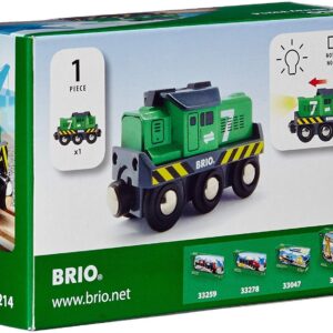 BRIO World 33214 - Freight Battery Engine - Engaging Wooden Toy Train Set for Kids Age 3 and Up | Battery Powered | Interactive Play | Ideal