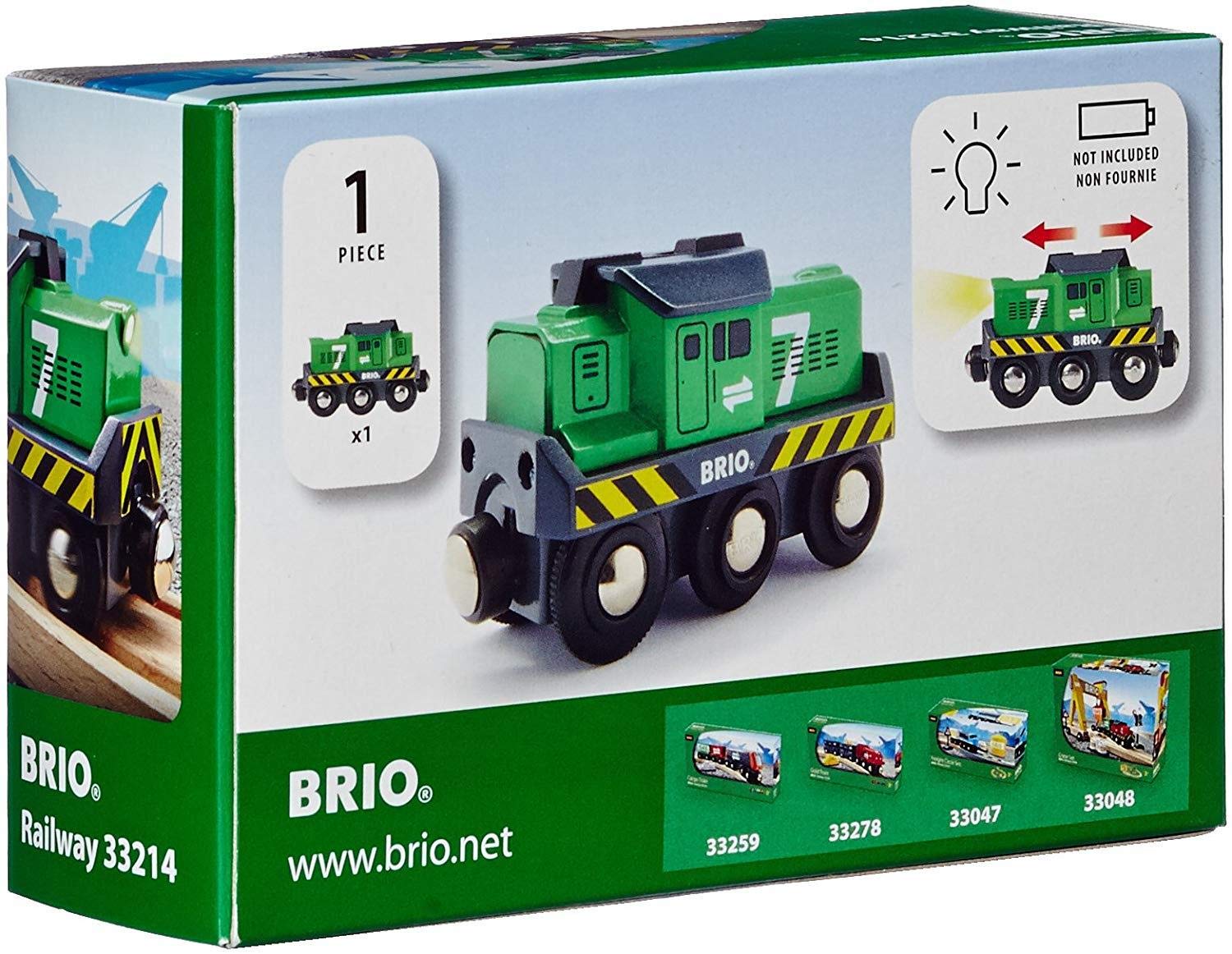 BRIO World 33214 - Freight Battery Engine - Engaging Wooden Toy Train Set for Kids Age 3 and Up | Battery Powered | Interactive Play | Ideal