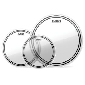 evans drum heads - ec2s clear rock tompack (10 inch, 12 inch, 16 inch)