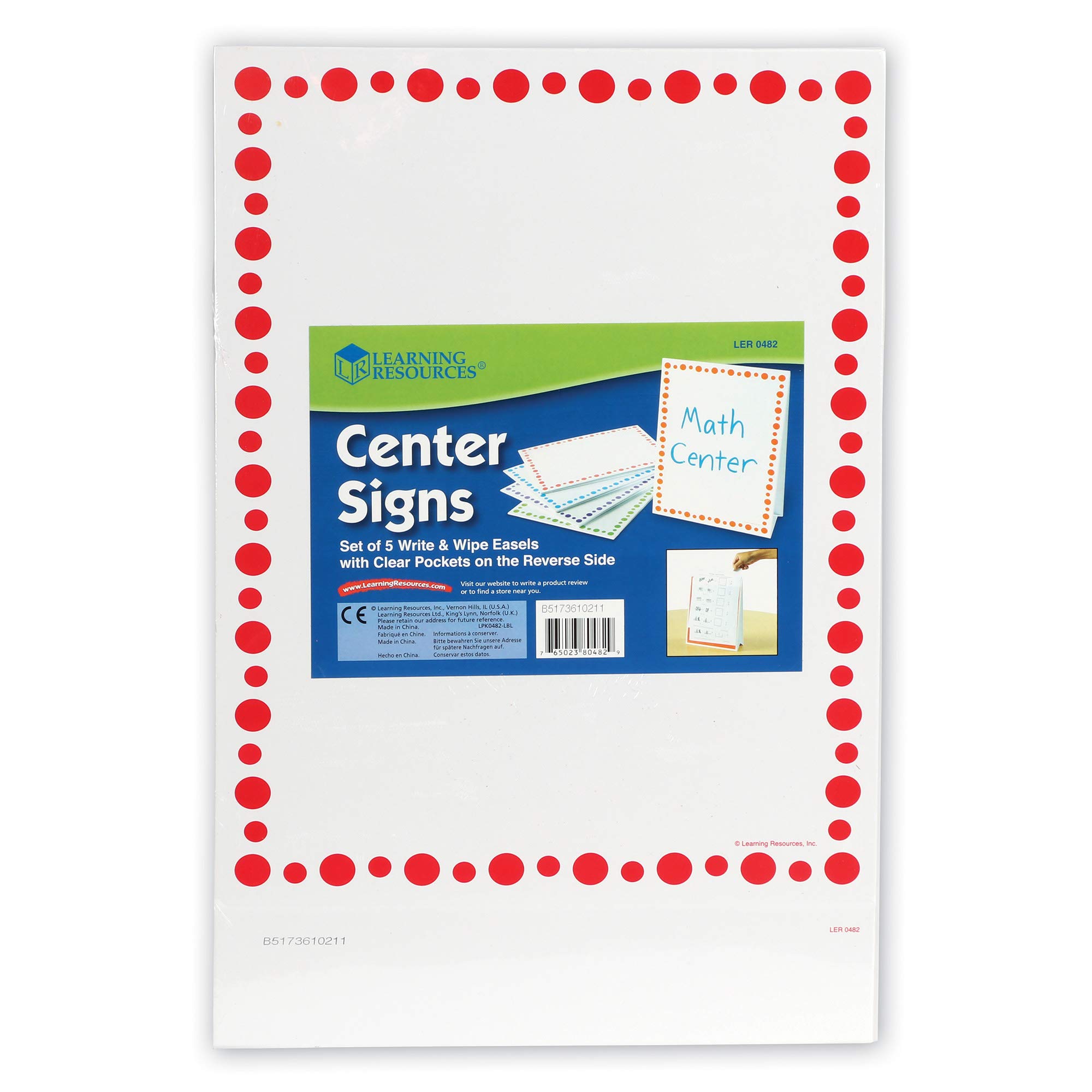 Learning Resources Write & Wipe Center Signs, Set of 5,9 L x 12 W in