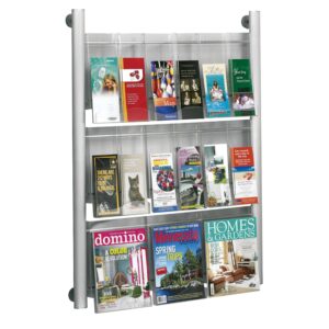 safco products 4134sl luxe magazine rack, 9 pocket, silver