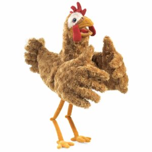 folkmanis chicken two-handed puppet, orange-red, 1 ea