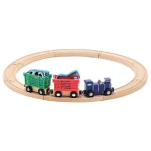 melissa & doug farm animal wooden train set (12+ pcs)