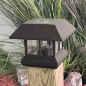 Sterno Home GL23124 GL23124BK Paradise Plastic Solar Post Light with White LED and Clear Lens, Black