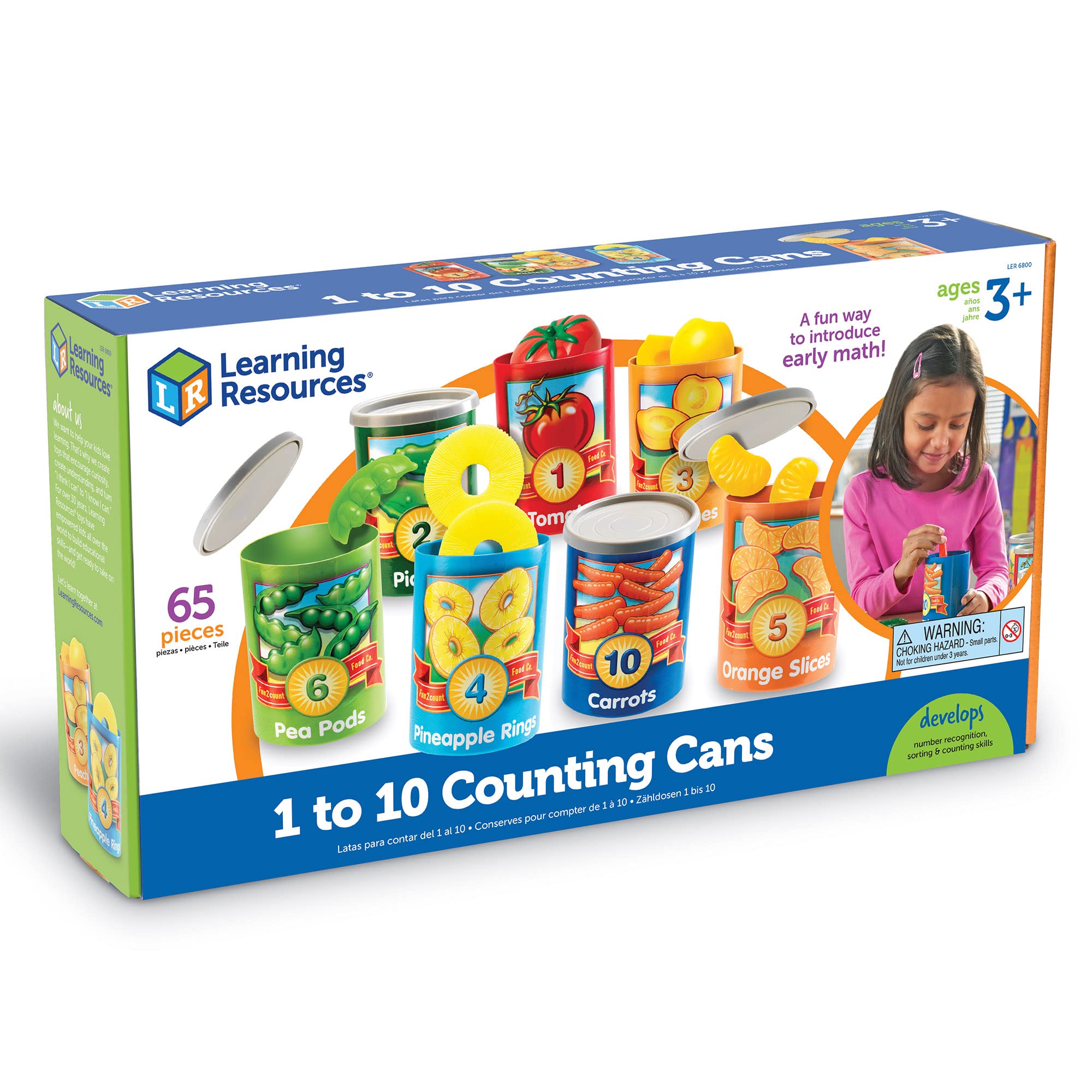 Learning Resources One To Ten Counting Cans - 65 Pieces, Ages 3+ Toddler Learning Toys, Preschool Pretend Play Toys, Supermarket Toys