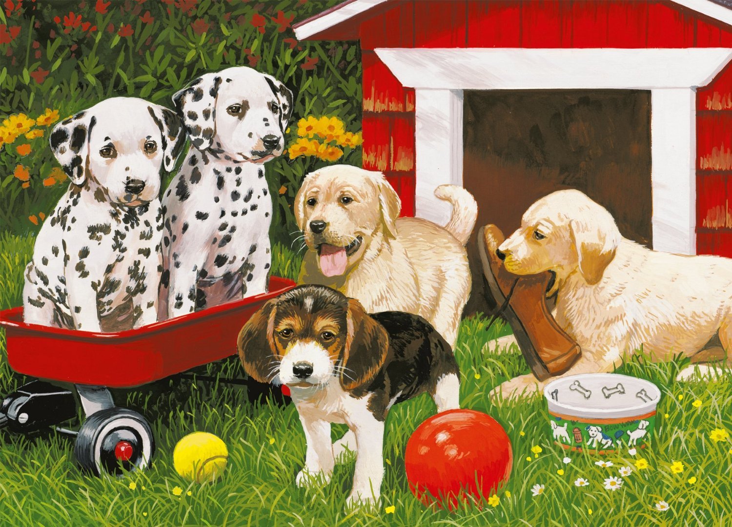 Ravensburger Puppy Party | 60-Piece Jigsaw Puzzle for Kids | Unique, Pieces | Enhances Concentration and Creativity | Ideal Gift for Birthdays and Holidays