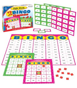 carson dellosa sight words bingo games—learning tools for kindergarten and first grade reading skills, double-sided language, vocabulary building game cards