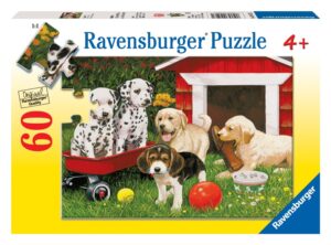 ravensburger puppy party | 60-piece jigsaw puzzle for kids | unique, pieces | enhances concentration and creativity | ideal gift for birthdays and holidays