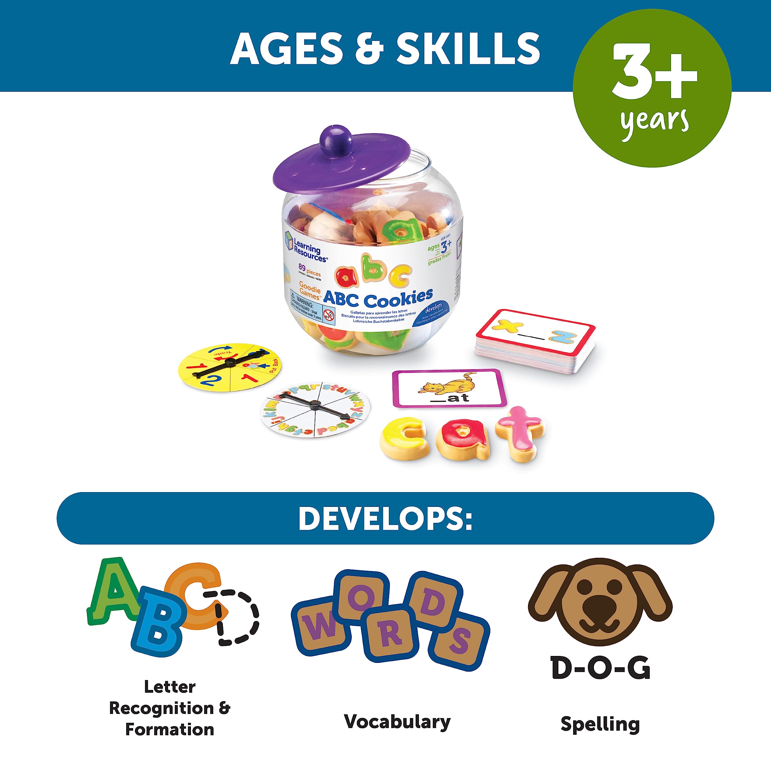 Learning Resources Goodie Games ABC Cookies - 4 Games in 1, Ages 3+ Toddler Learning Toys, ABC Games for Toddlers, Preschool Games, Alphabet Learning Games, Math for Preschoolers