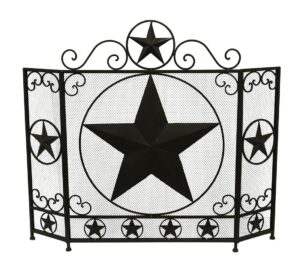 western lone star ornate brown metal 3-panel decorative fireplace screen