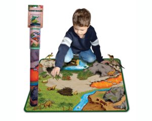 neat-oh! dinosaur prehistoric world 2-sided playmat w/2 dinosaurs