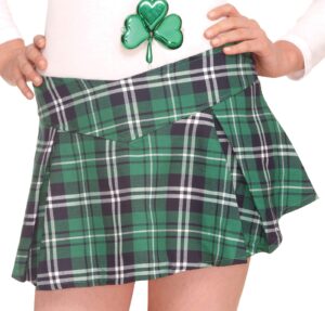 amscan plaid mini skirt, one size, green