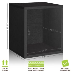 Way Basics Cube Plus Cubby Organizer (Tool-Free Assembly and Uniquely Crafted from Sustainable Non Toxic zBoard Paperboard), Black Wood Grain