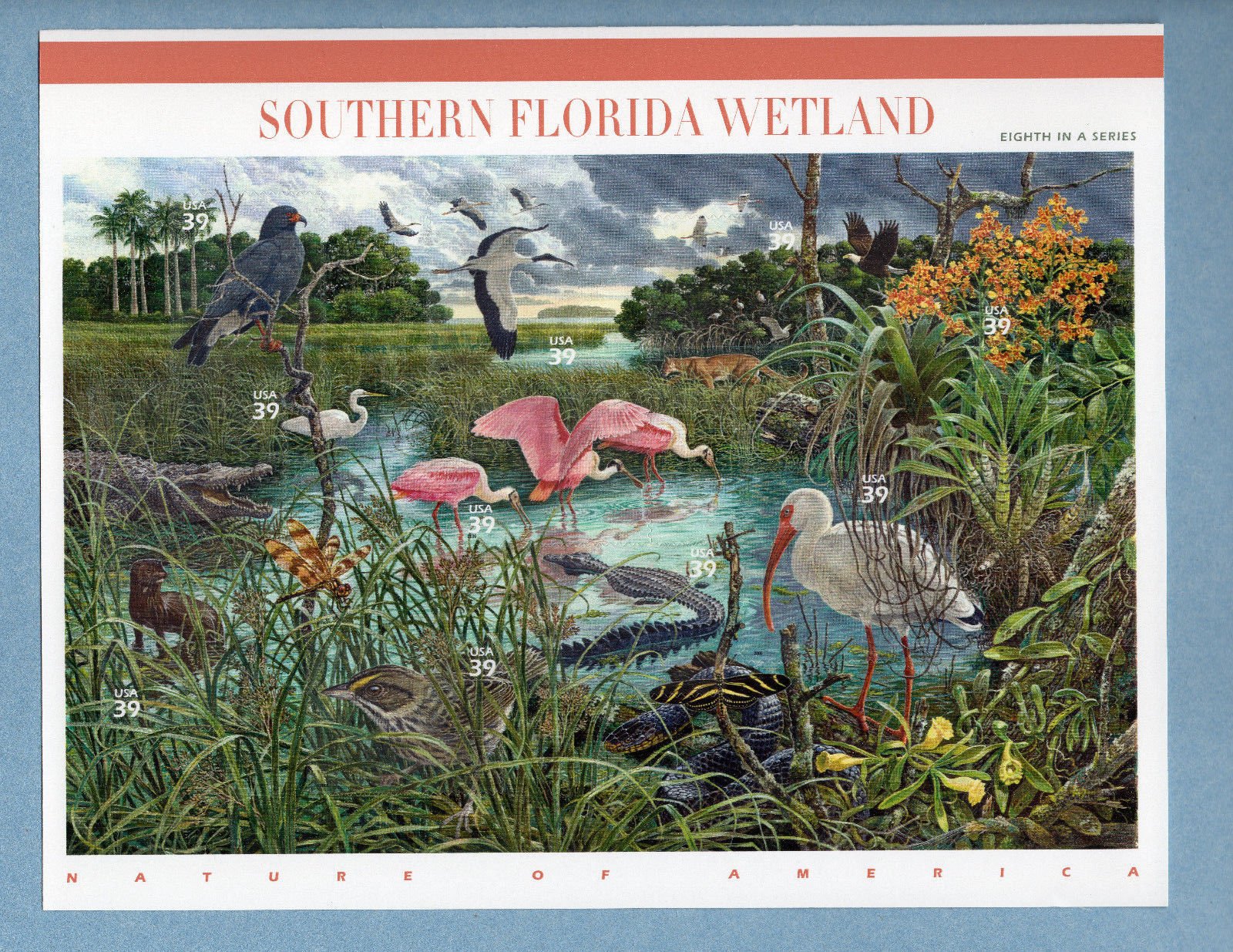 SOUTHERN FLORIDA WETLAND SHEET OF TEN 39 CENT STAMPS - Scott 4099