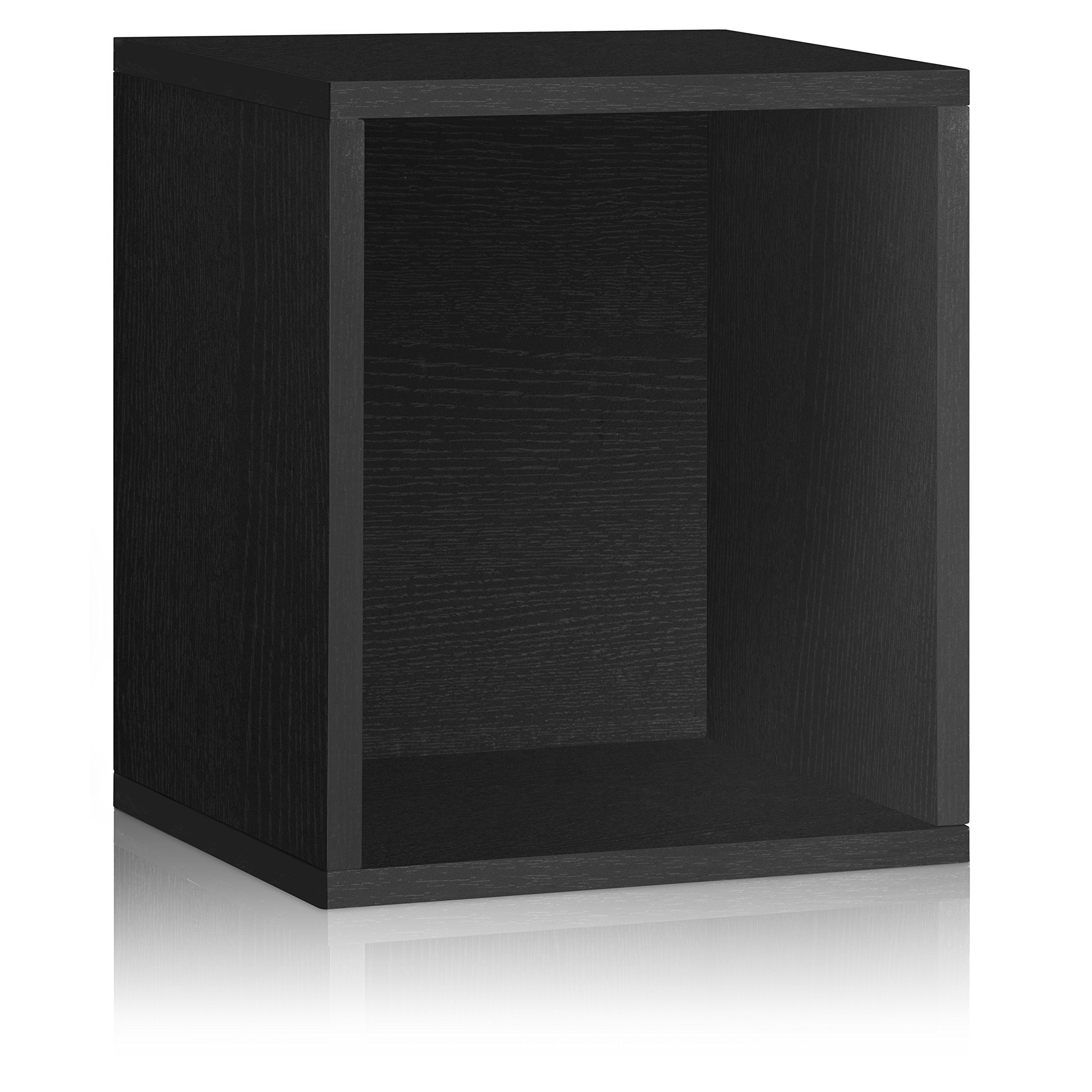 Way Basics Cube Plus Cubby Organizer (Tool-Free Assembly and Uniquely Crafted from Sustainable Non Toxic zBoard Paperboard), Black Wood Grain